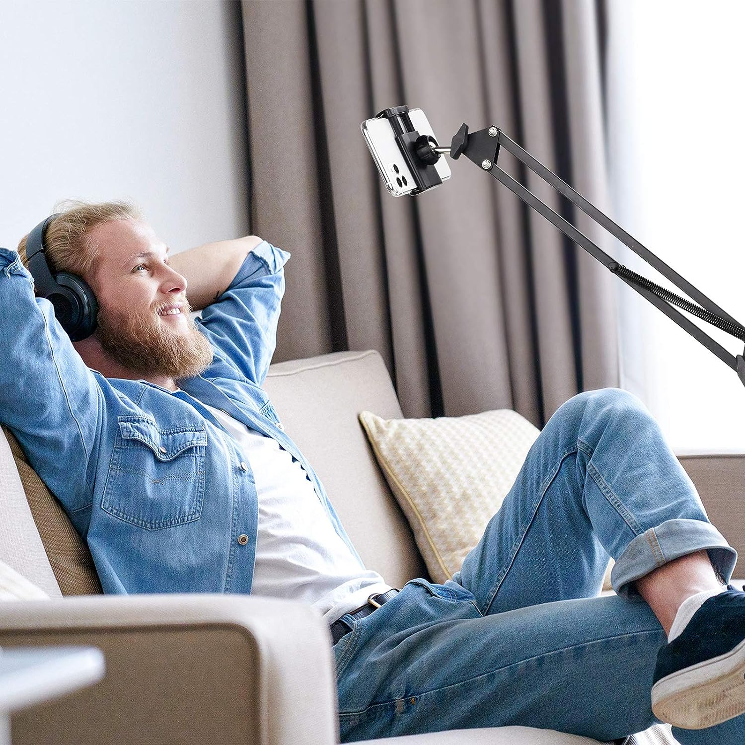 Suport de telefon si tableta, Pentru birou, Ronyes®, Brat extensibil ...