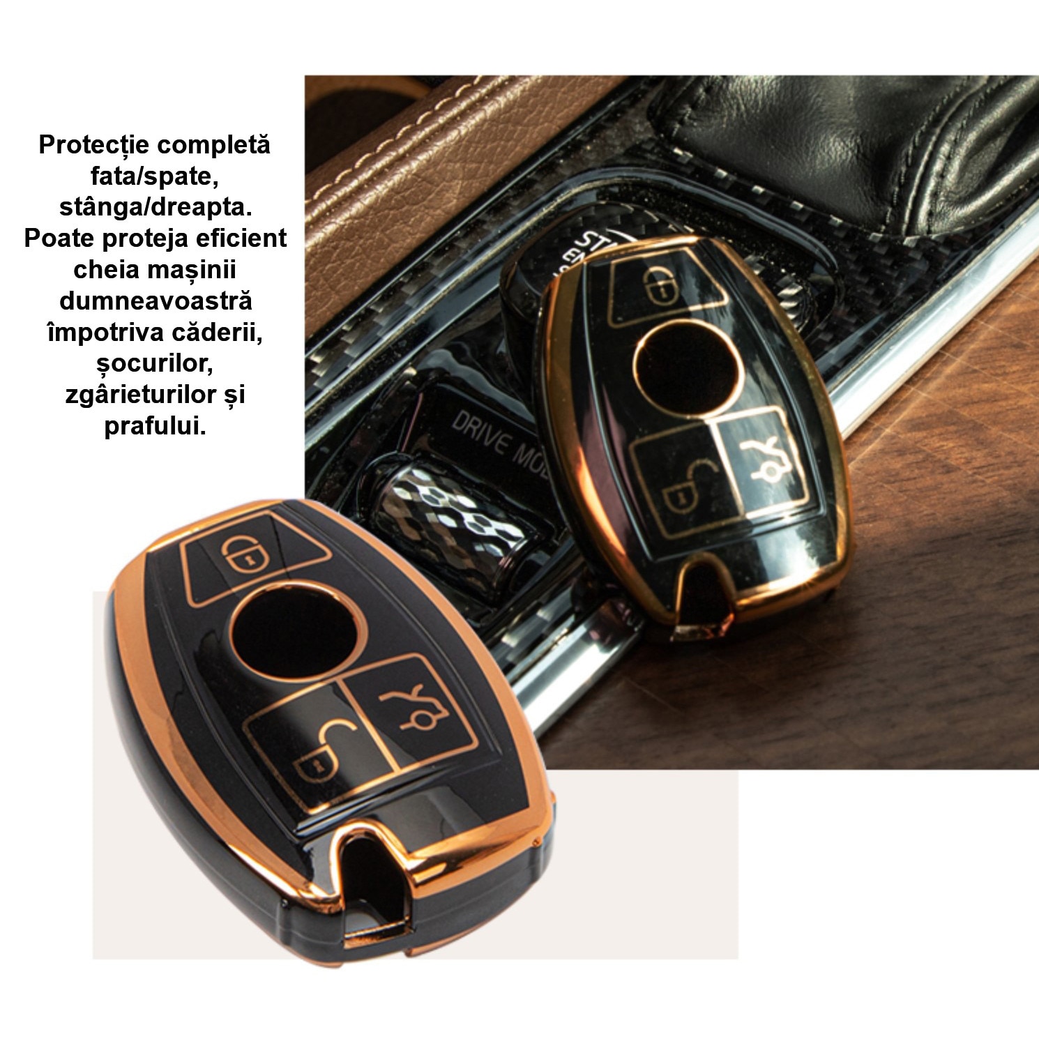 Husa de protectie Premium pentru cheie Mercedes-Benz, material TPU de ...