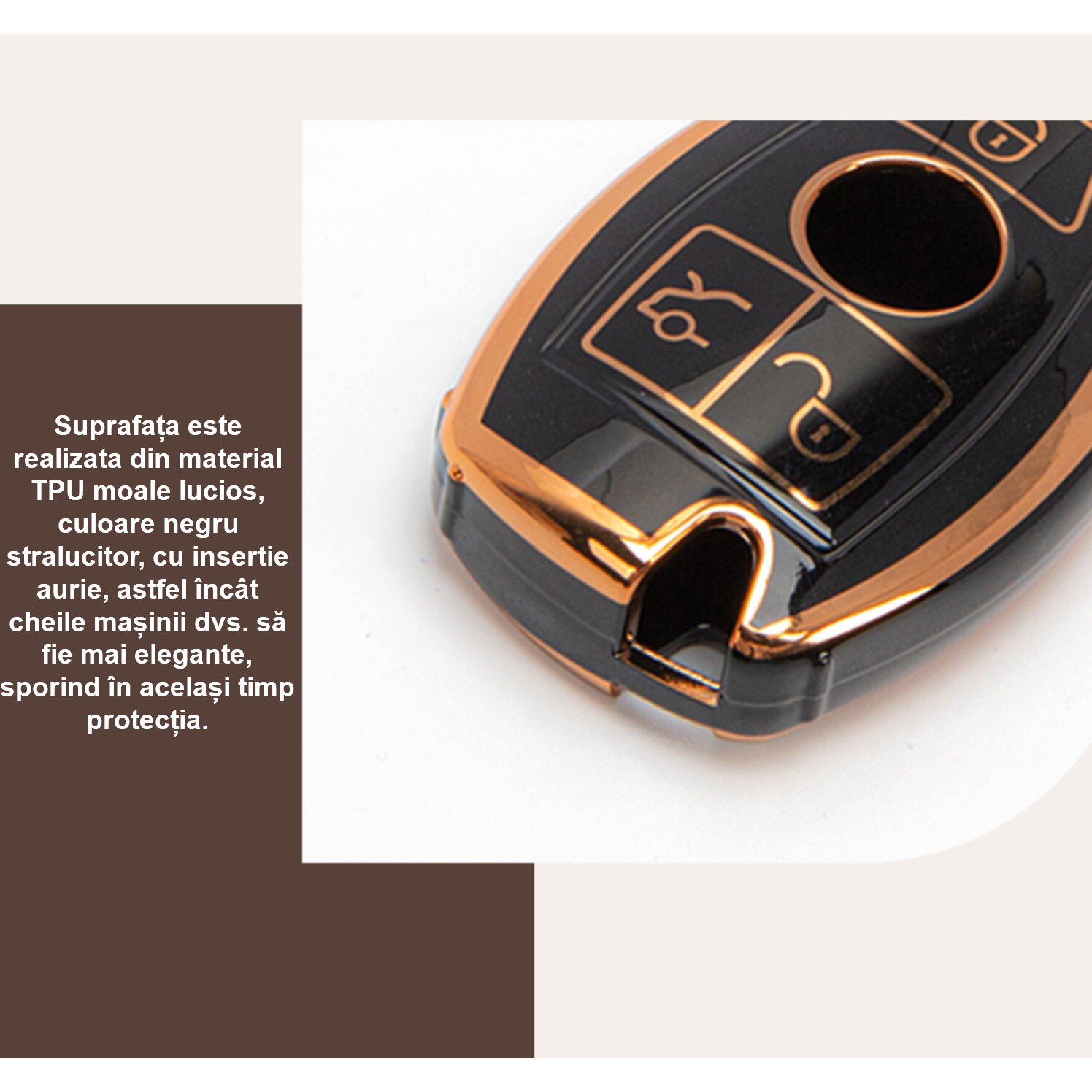 Husa de protectie Premium pentru cheie Mercedes-Benz, material TPU de ...