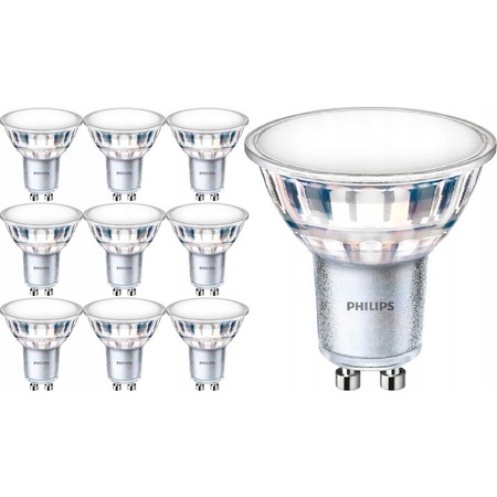 Set 10 becuri LED, Philips, GU10, 50W, 550 lm, 4000K, Aluminiu ...