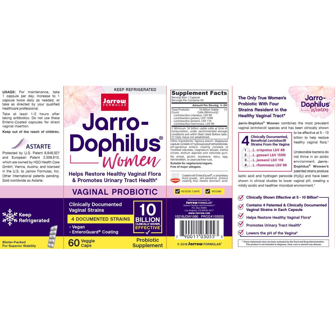 Jarro-Dophilus Vaginal Probiotic Women 10 Billion 60 capsule vaginale ...