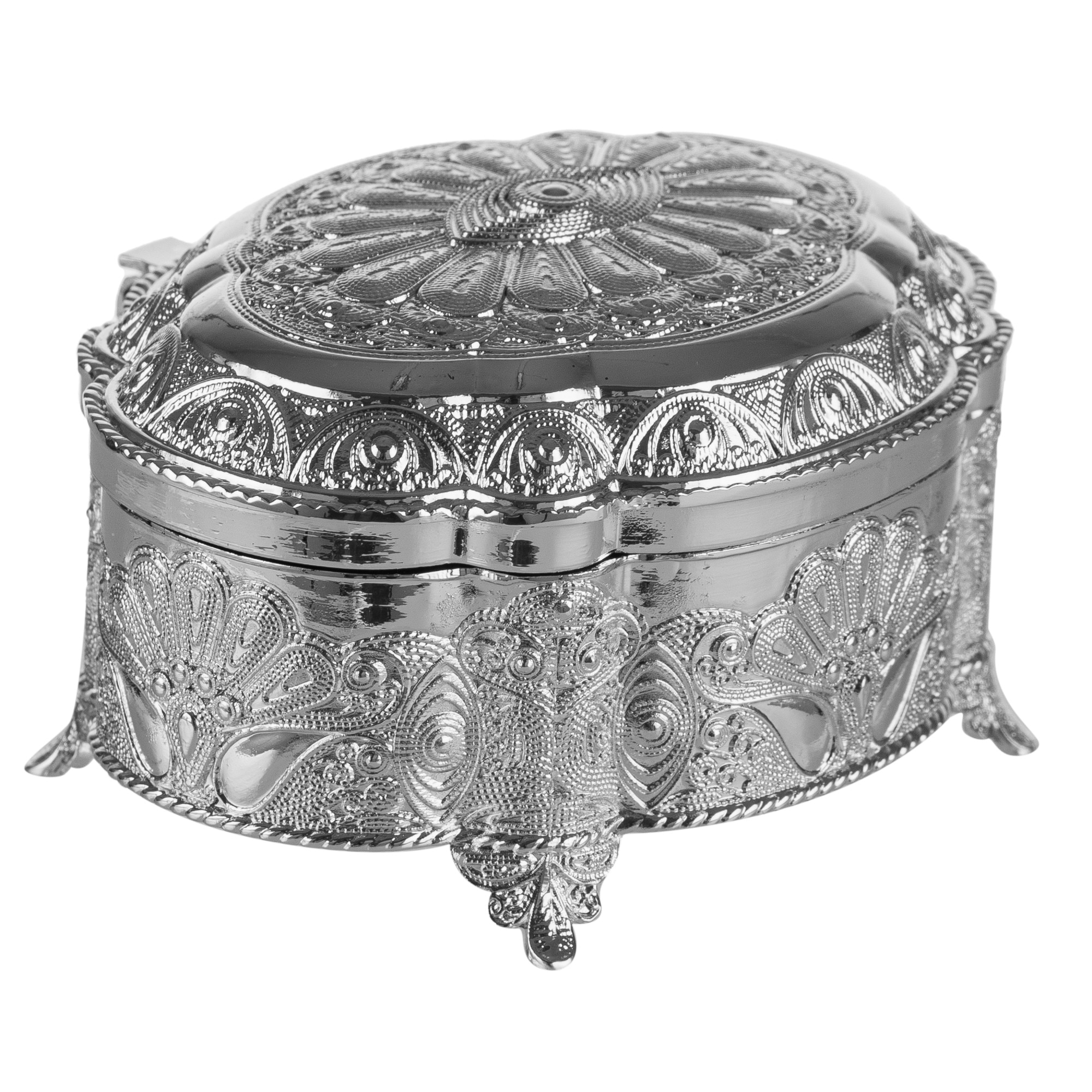 Cutie bijuterii argintata ovala cu model - eMAG.ro