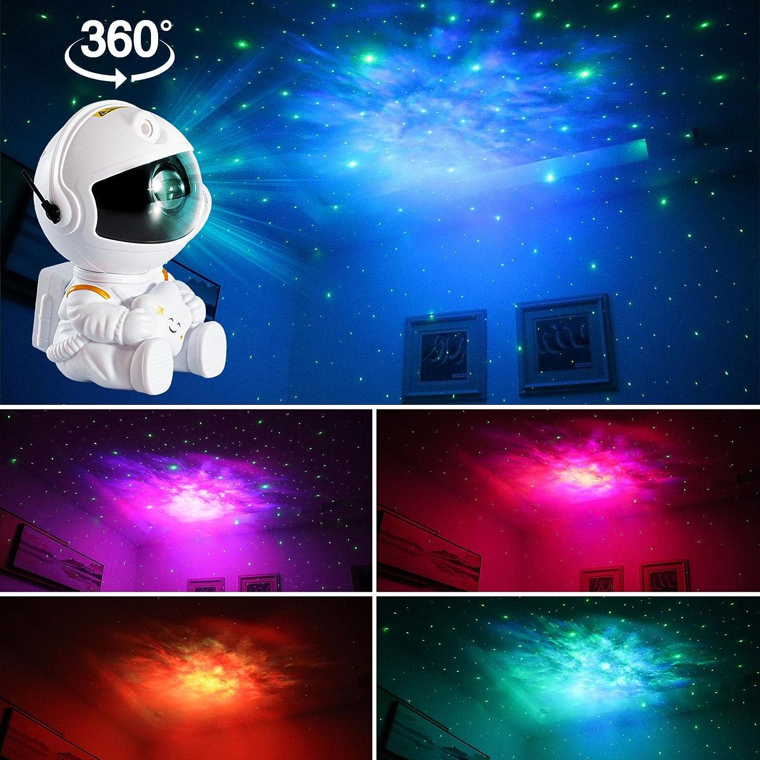 Proiector cu LED, Zola®, in forma de astronaut cu steluta in mana, alb ...