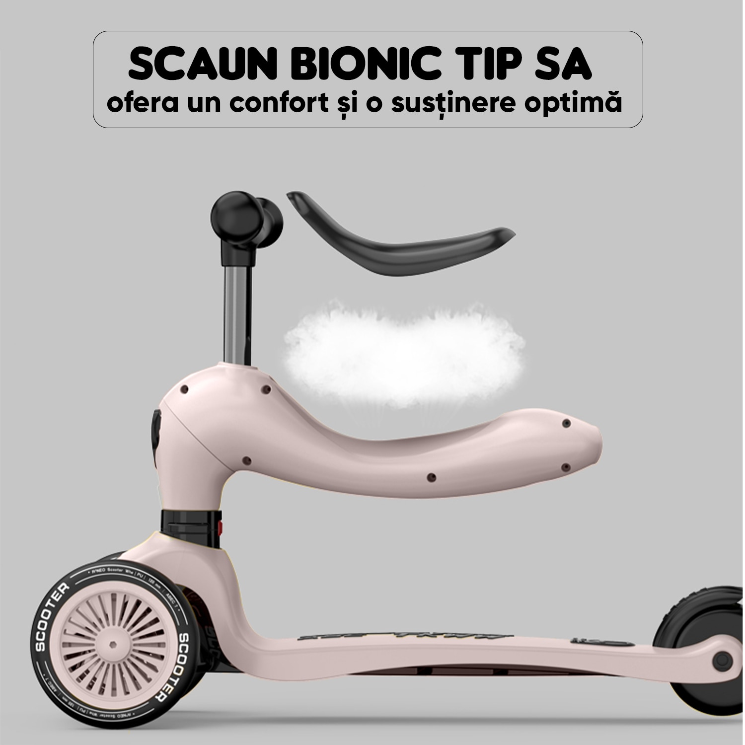 Trotineta copii cu sezut, transformabila 2in1 cu roti luminoase, 1-5 ...