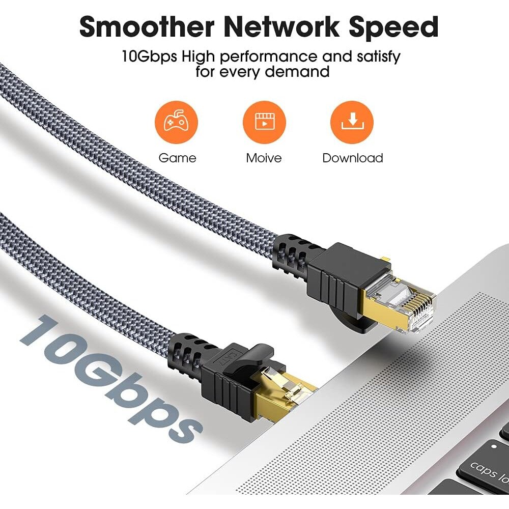 Cablu Retea, Snow Kids, Ethernet Cat 7, 10Gbps, gold plated, pentru ...