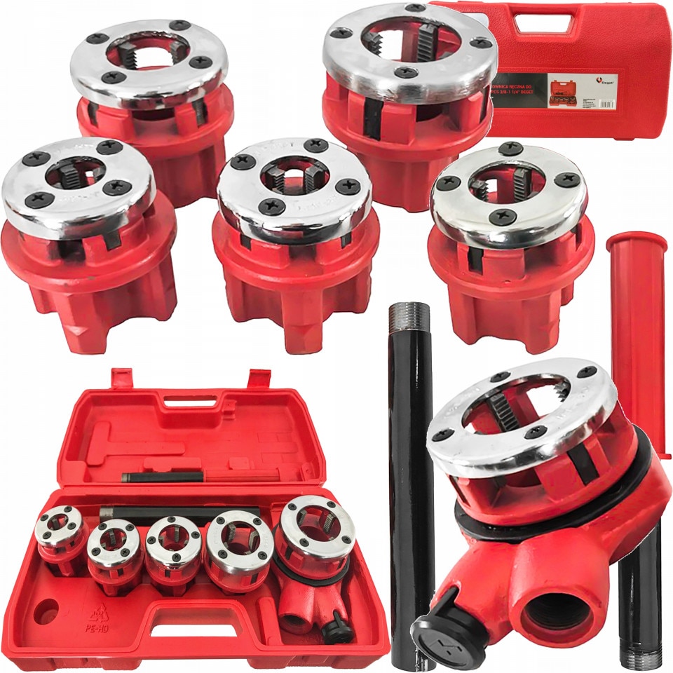 Set clupa filiera filetat manuala 5 piese 3/8", 1/2", 3/4", 1" si 1-1/4 ...