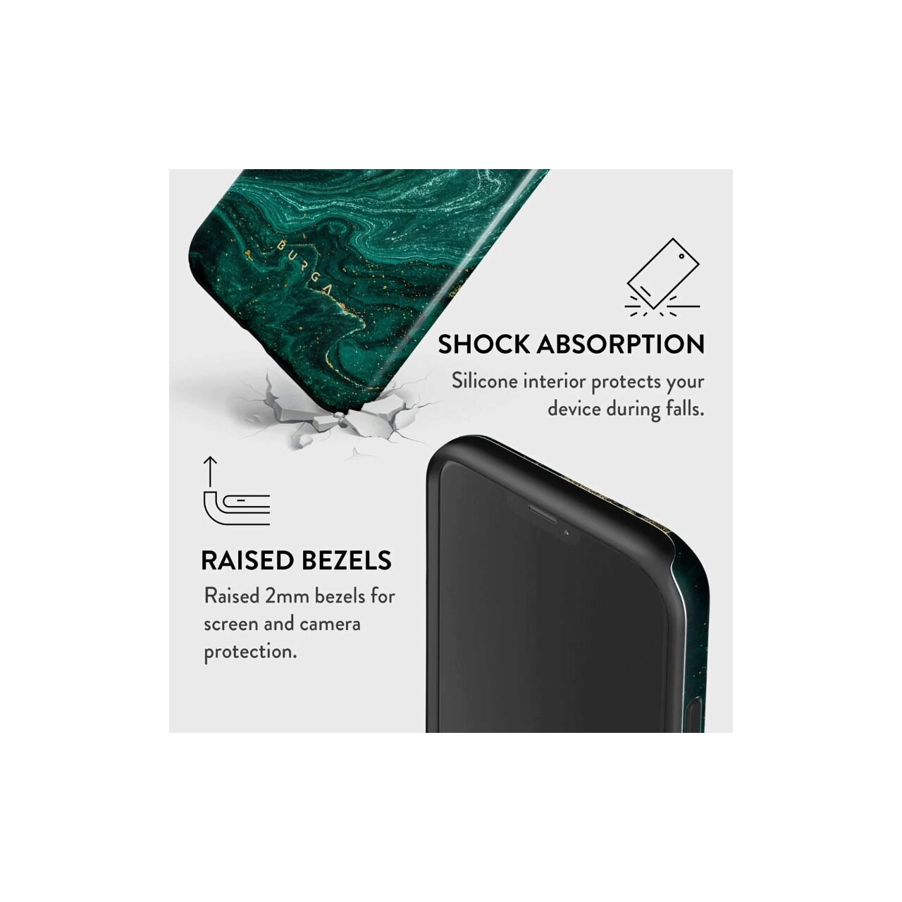 Husa Burga Dual Layer Emerald Pool compatibila cu iPhone 12 / 12 Pro ...