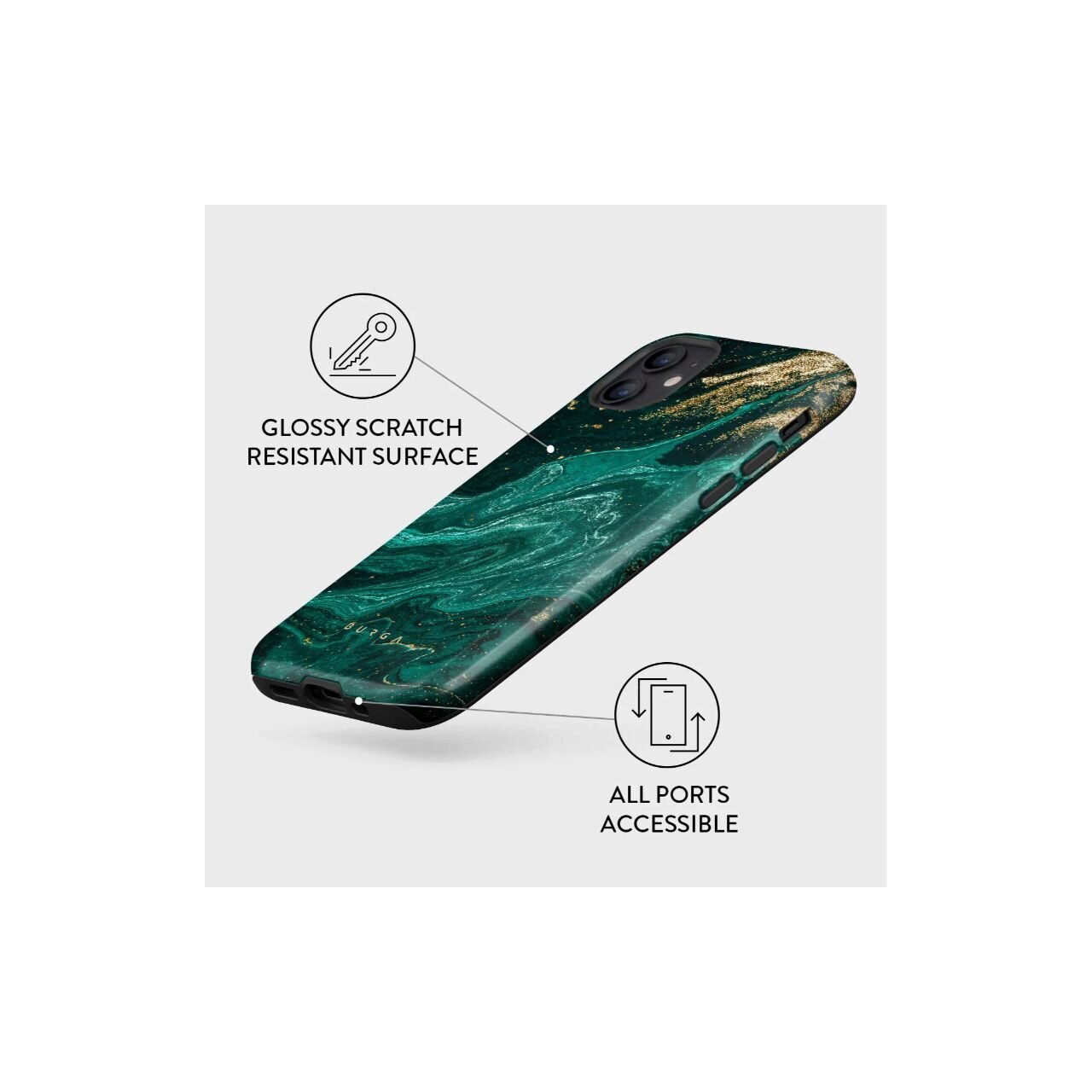 Husa Burga Dual Layer Emerald Pool compatibila cu iPhone 12 / 12 Pro ...