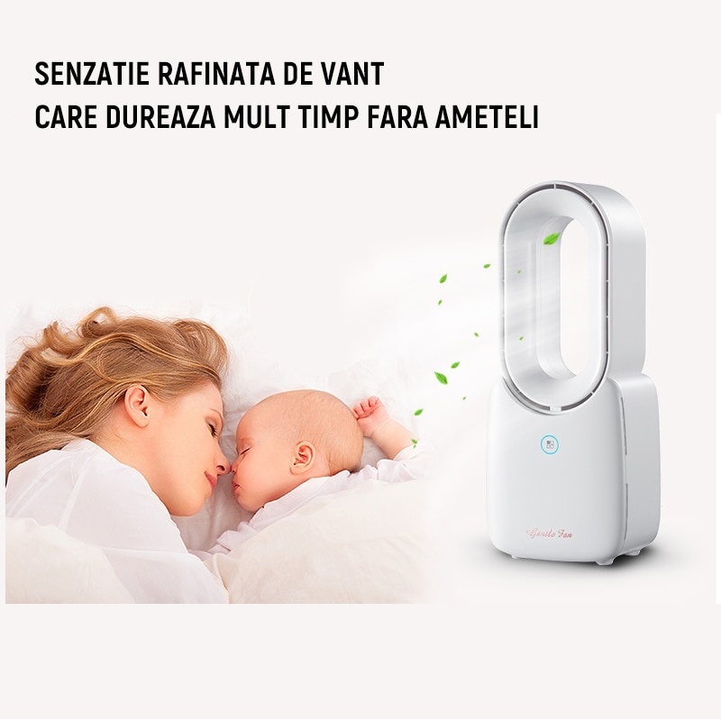 Mini Ventilator Portabil, 3 Trepte de Viteza, 4 moduri, design fara lama, De Birou, Zgomot redus ...