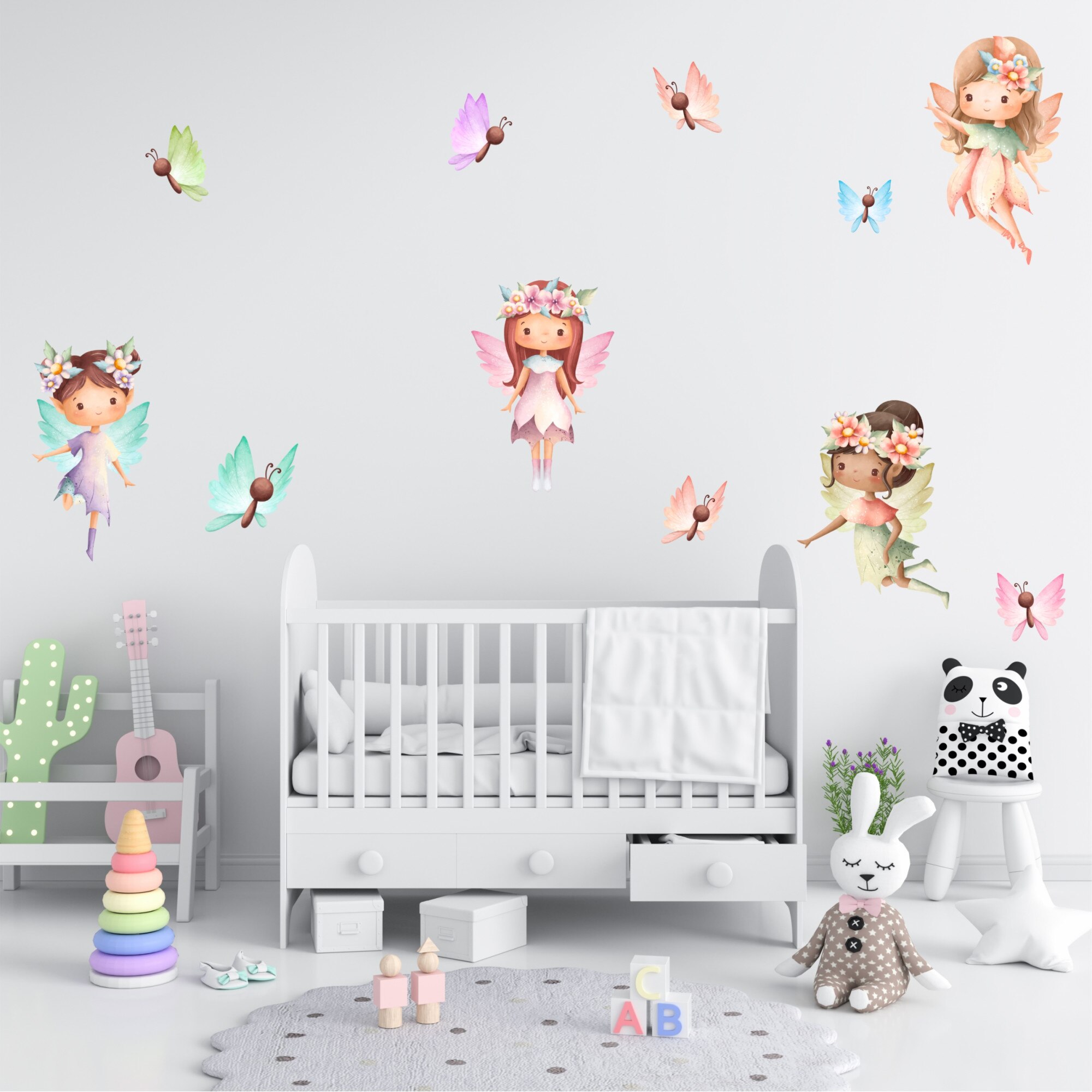 Stickere decorative pentru copii, zane cu fluturasi, 100 x 75 cm ...