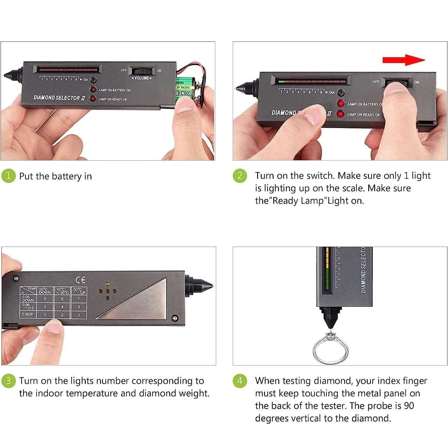 Tester de diamant, profesionist, de inalta precizie, ecran LCD, negru ...