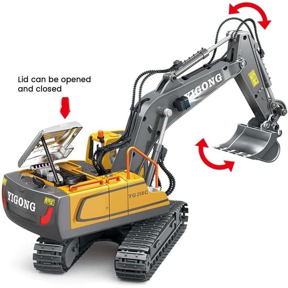 Jucarii cu excavator cu telecomanda, idepet®, 2,4 GHz, Lopata metalica ...