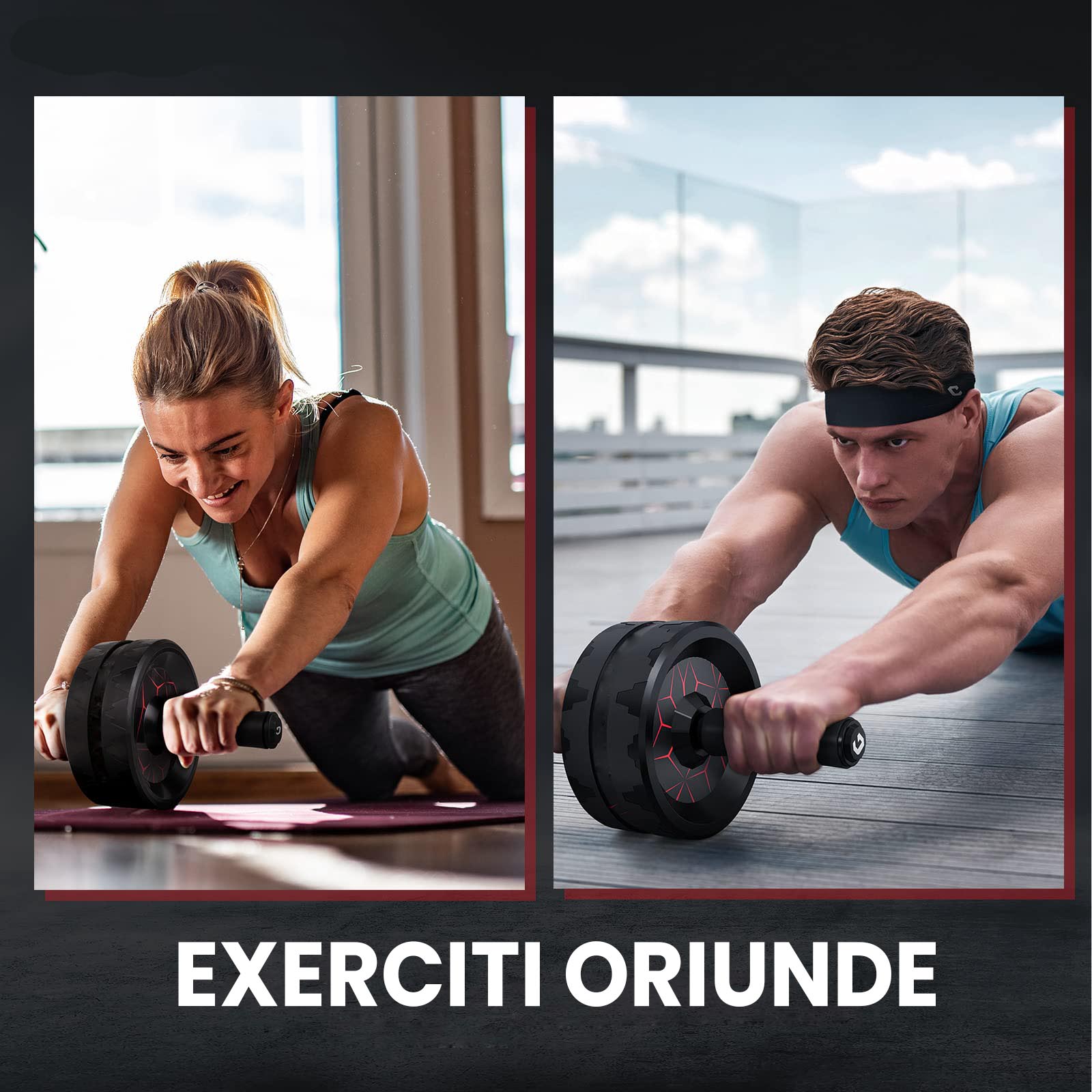 Roata pentru abdomene Power Stretch Wheel cu sistem de retractare ...