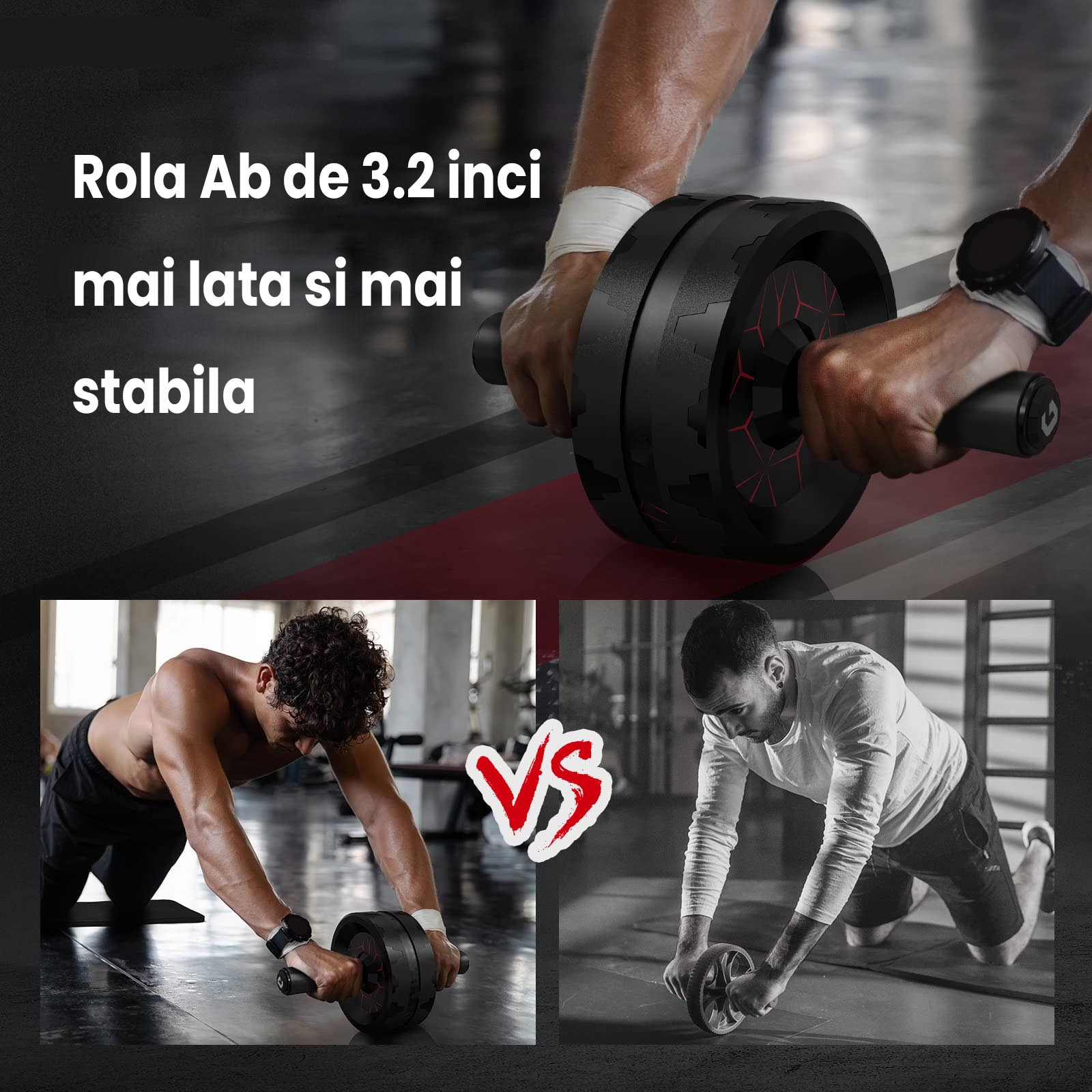 Roata pentru abdomene Power Stretch Wheel cu sistem de retractare ...