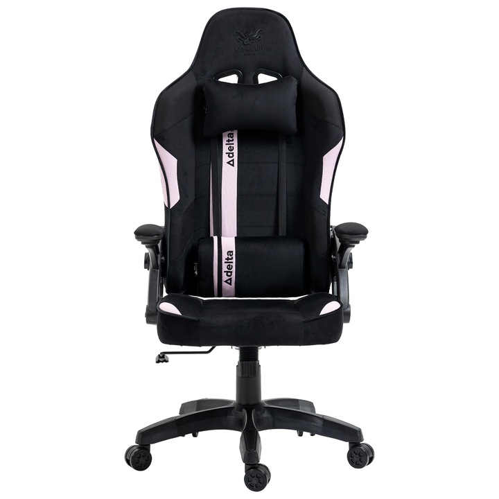 Scaun gaming JUPITER, Kraken, Catifea/Tesatura, 130kg, Negru-Roz - eMAG.ro