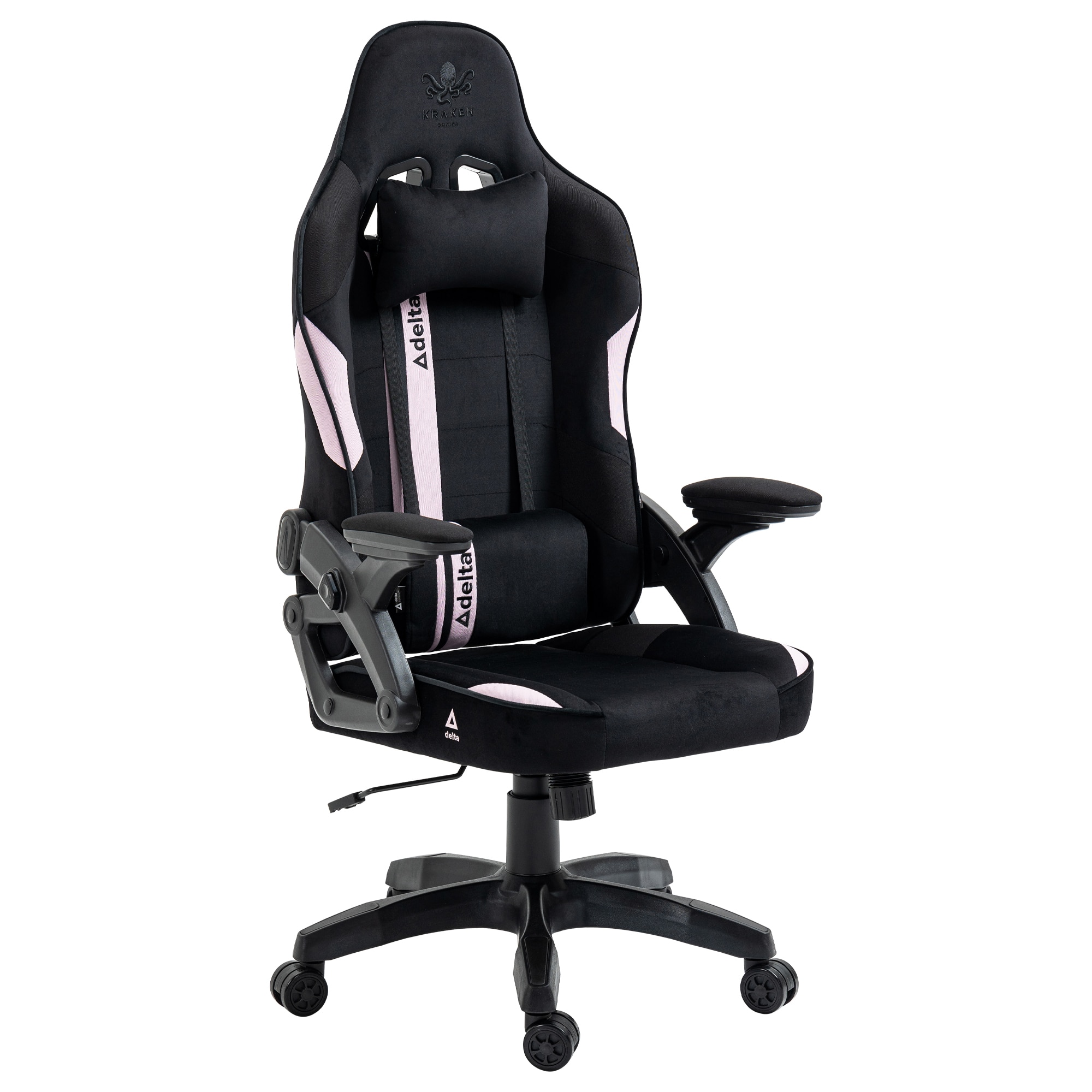 Scaun gaming JUPITER, Kraken, Catifea/Tesatura, 130kg, Negru-Roz - eMAG.ro