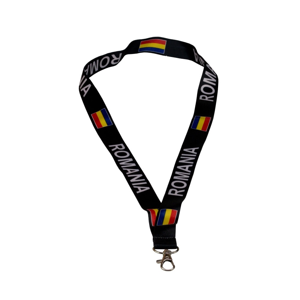 Snur textil cu carabiniera, Romania, negru, 47 cm, OnemisFlot - eMAG.ro