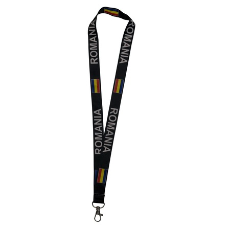 Snur textil cu carabiniera, Romania, negru, 47 cm, OnemisFlot - eMAG.ro