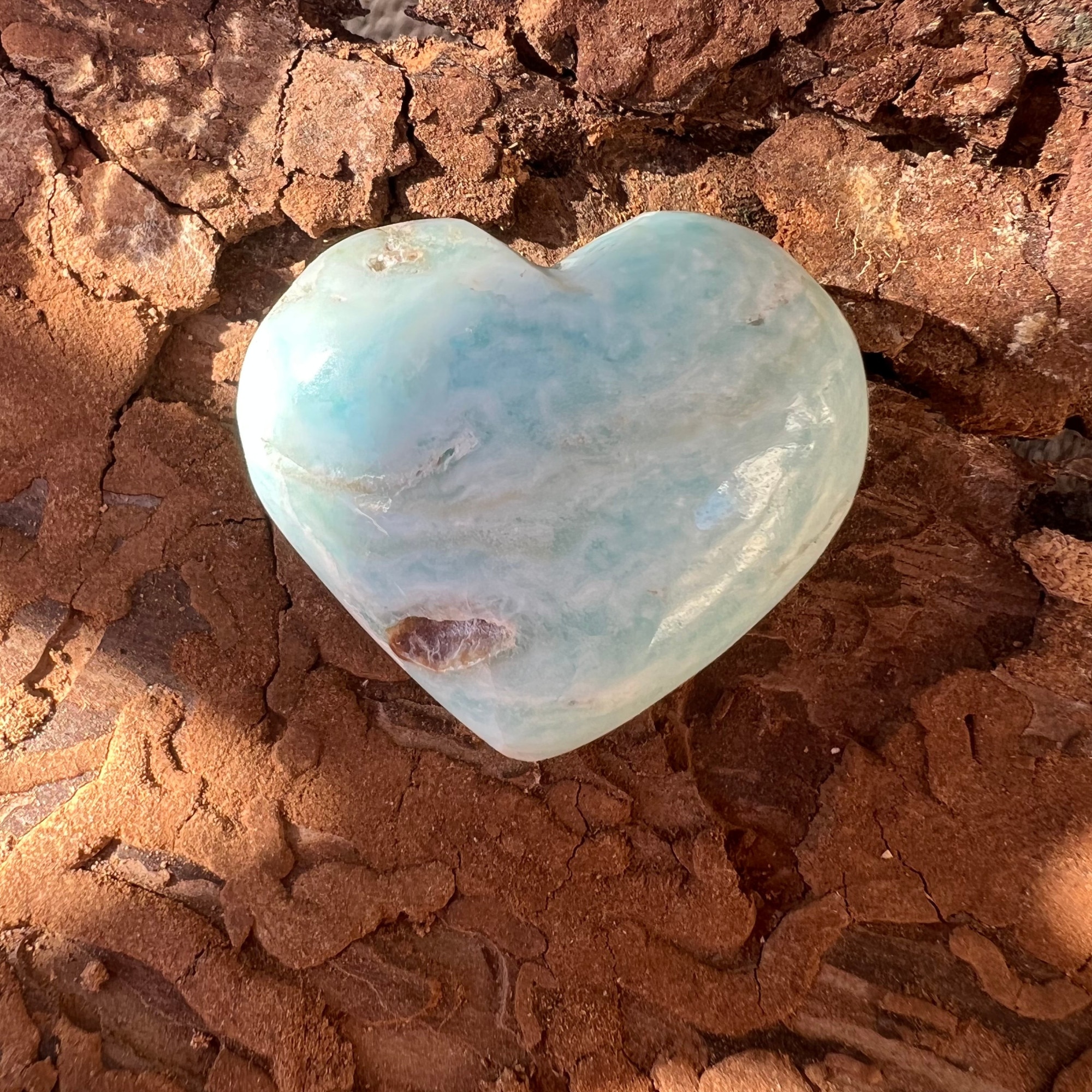 Inima din Aragonit, albastra, Druzy, piatra semipretioasa autentica, 3. ...