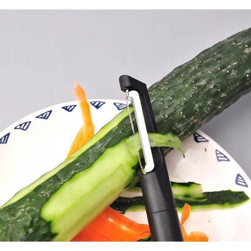 Curatator legume/fructe, Inox/Plastic, 17 x 1.5 cm, Negru/Argintiu ...