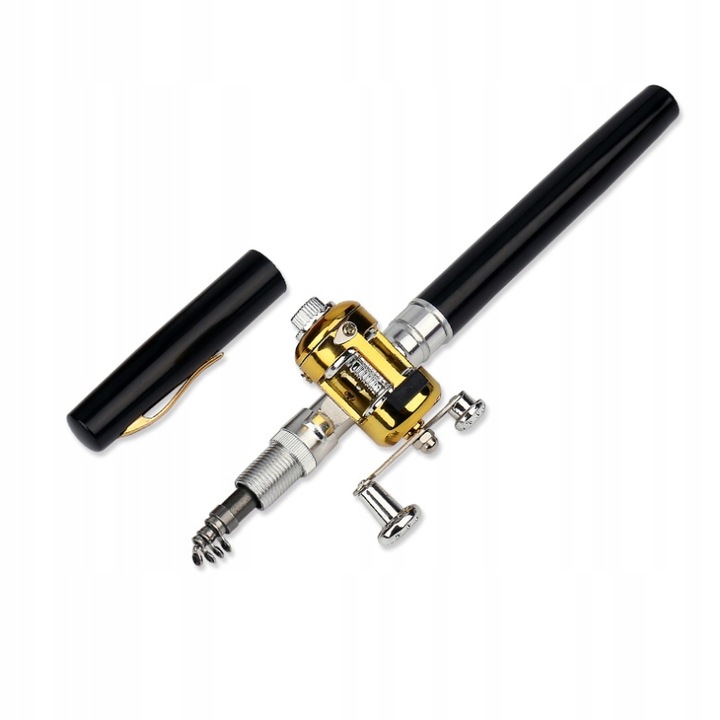 Set pentru pescuit cu undita telescopica, 96cm, Negru/Argintiu - eMAG.ro