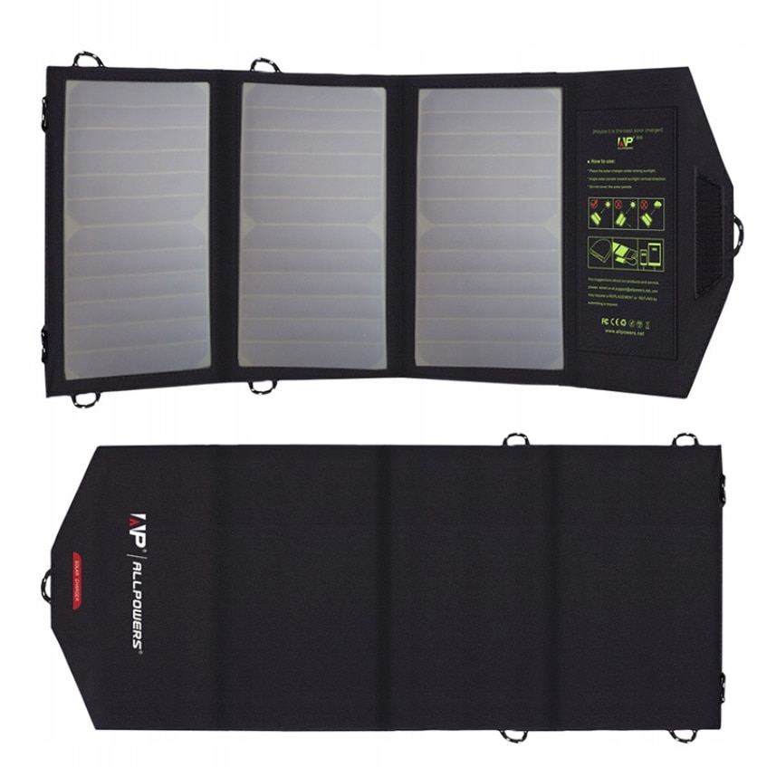 Panou solar portabil, AllPowers, 21W, Negru - eMAG.ro