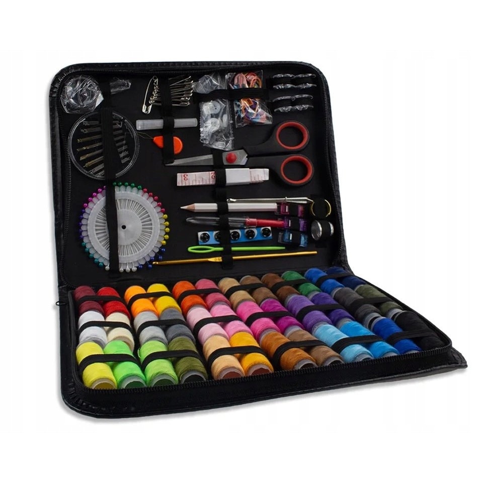 Set 183xPiese croitorie, Husa, Ata/Ace/Foarfeca, Multicolor - eMAG.ro