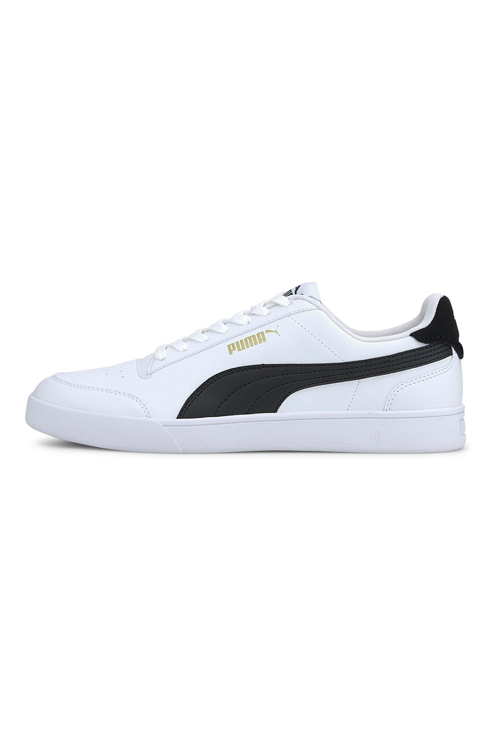 Puma, Pantofi sport de piele ecologica Shuffle, Auriu, Negru, Alb optic ...
