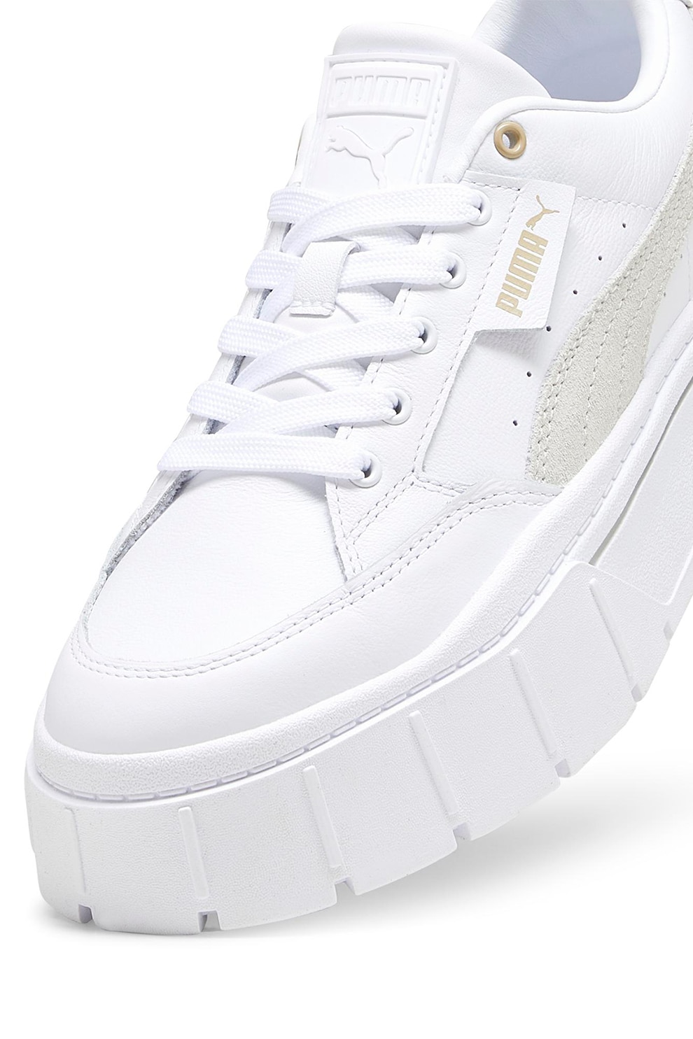 Puma, Спортни обувки Mayze Stack с велур, Сив, Бял, 3 - eMAG.bg