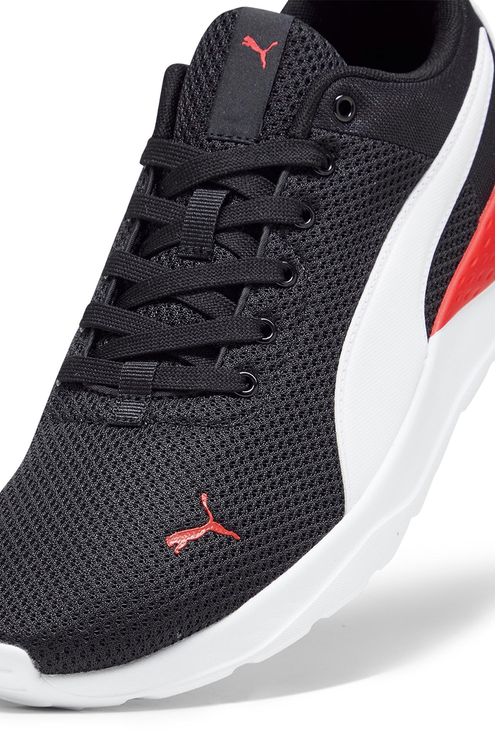 Puma, Спортни обувки Anzarun Line от еко кожа и текстил, Червен, Черен ...