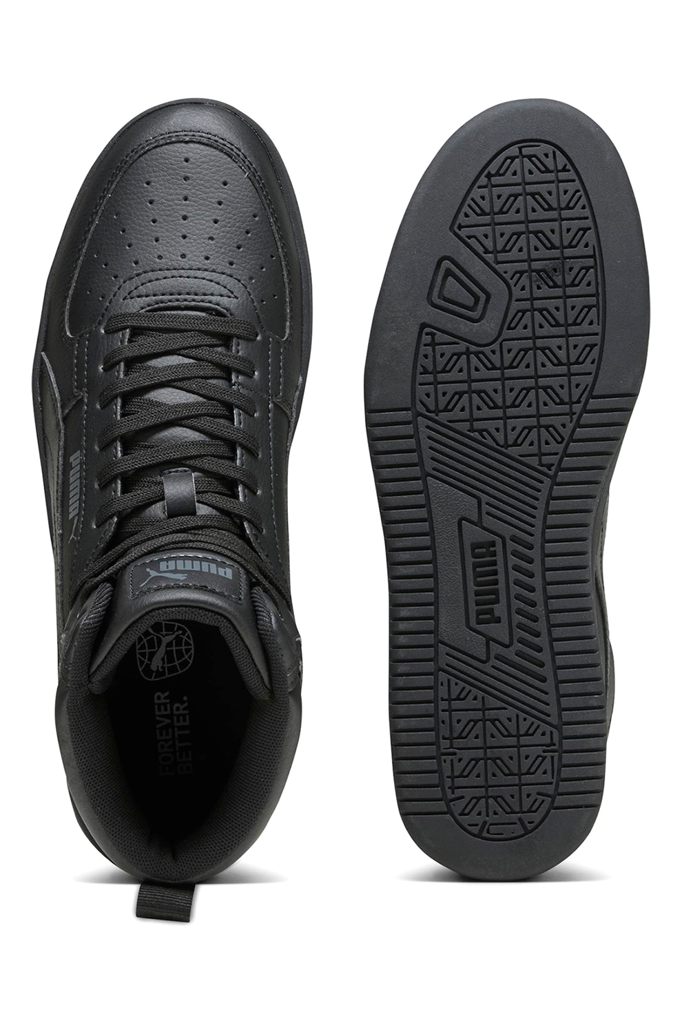 Puma, Pantofi sport unisex mid-high de piele ecologica Caven 2.0, Negru ...