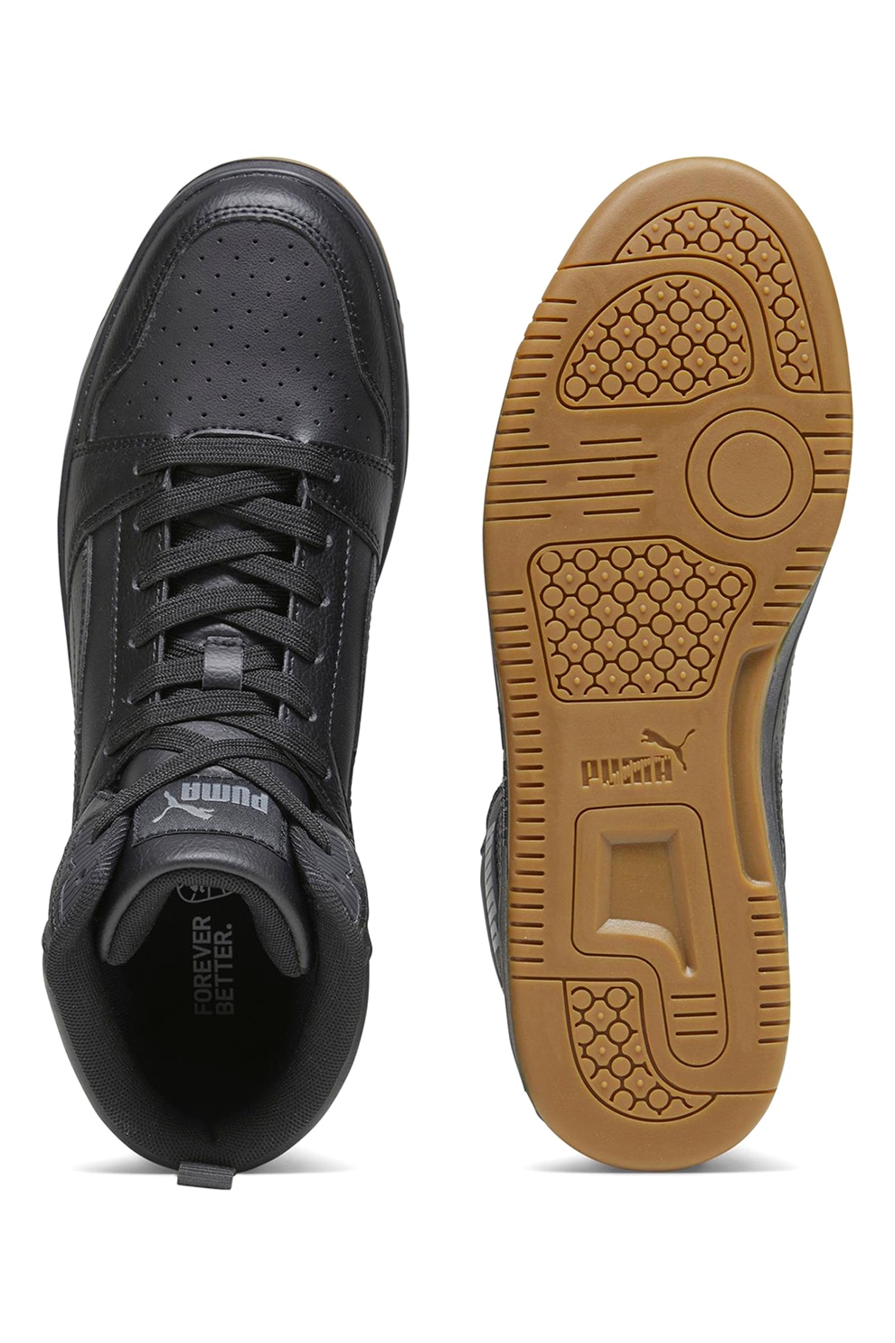 Puma, Pantofi sport mid-high din piele ecologica Rebound v6, Negru, 11 ...