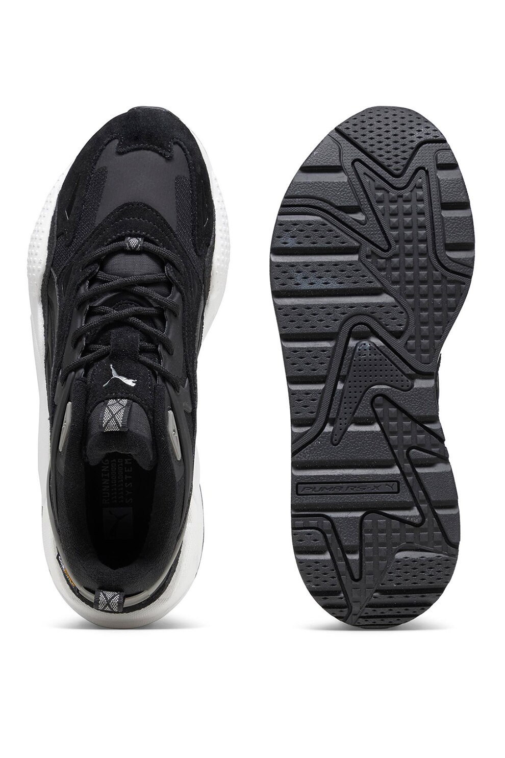 Puma, Pantofi sport cu garnituri de piele RS-C Efekt Cordura, Negru ...