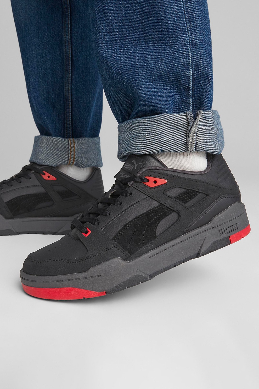 Puma, Спортни обувки Slipstream Box Out с кожа, Червен, Черен, 9 - eMAG.bg
