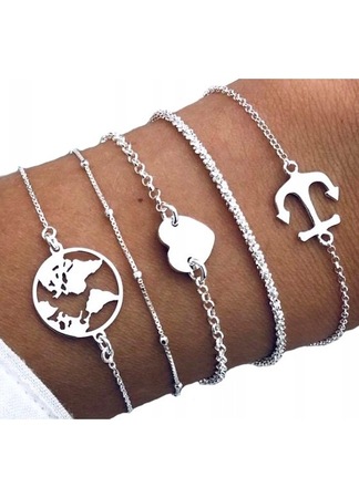 Set de 5 bratari dama, Edibazzar, Argint, Argintiu - eMAG.ro