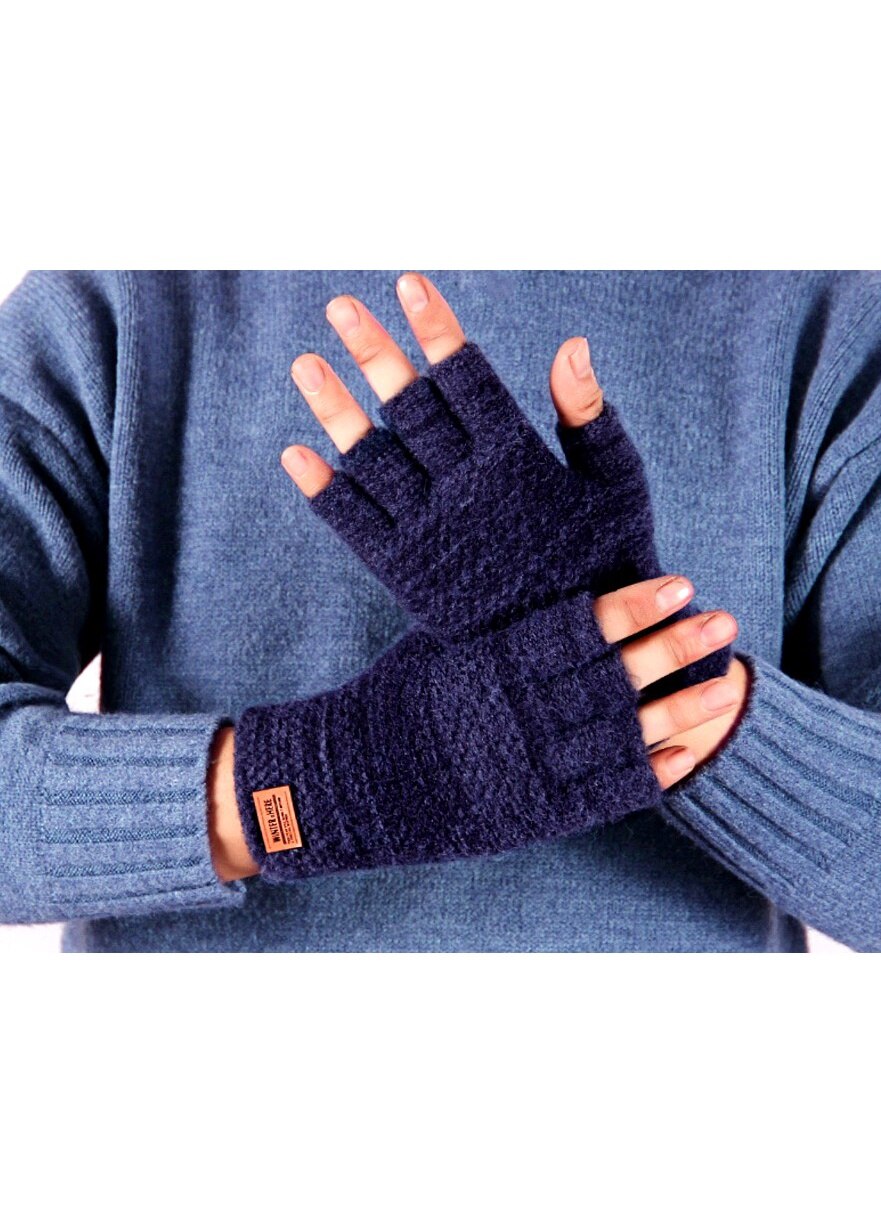 Manusi termoizolatoare fara degete pentru barbati, Edibazzar, Albastru ...