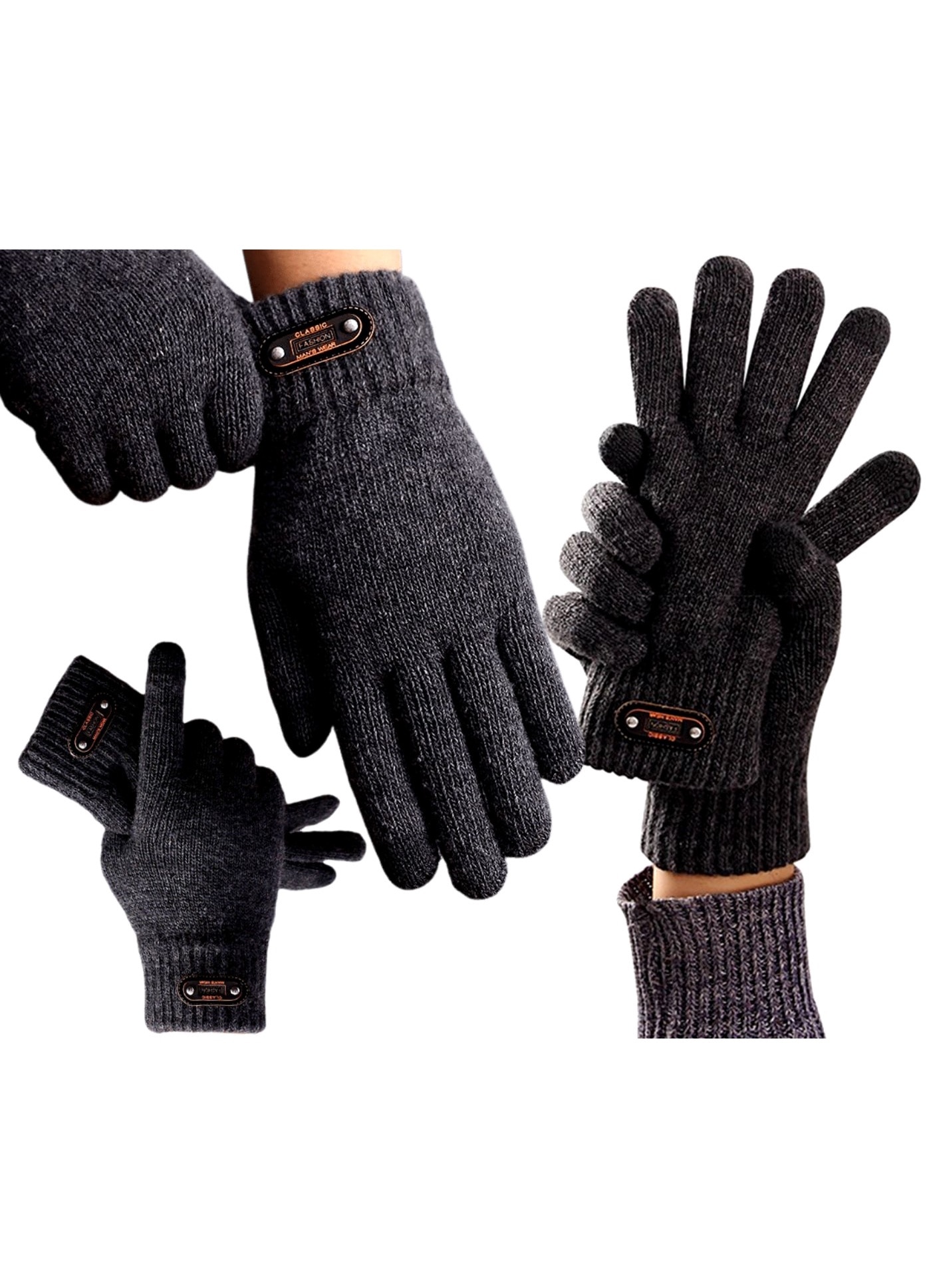 Manusi de iarna pentru barbati, Acril, Negru - eMAG.ro