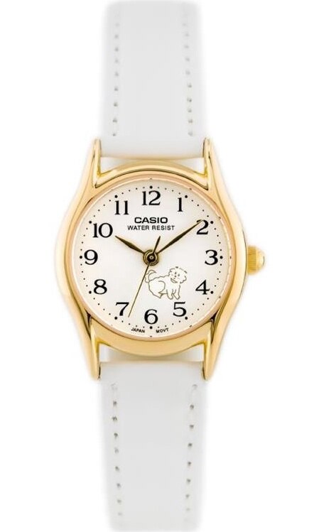 Ceas dama, Casio, Quartz, Inox/Piele, Auriu/Alb - eMAG.ro