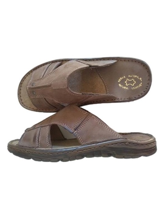 Slapi barbati, Todlanas, Piele naturala, Maro, 46 EU - eMAG.ro