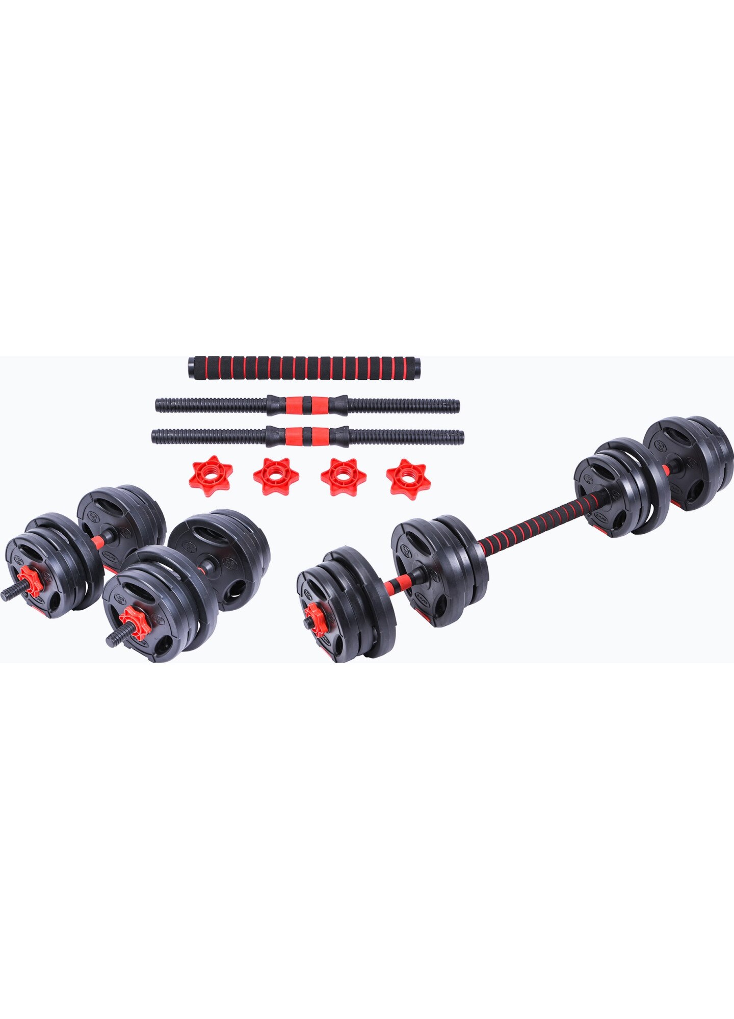 Set haltere, Pure2Improve Hybrid, 20 kg, Plastic, Negru, Rosu - eMAG.ro