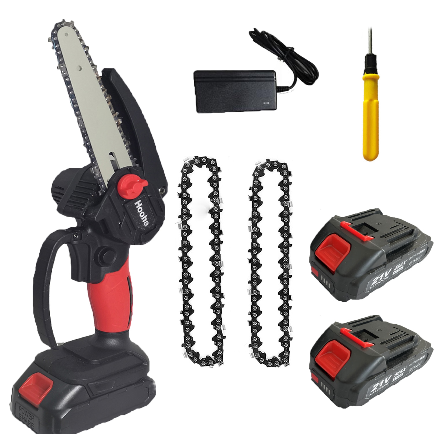 Mini ferastrau cu lant, Hooha, Fara fir, 6 inch, Rosu/Negru - eMAG.ro