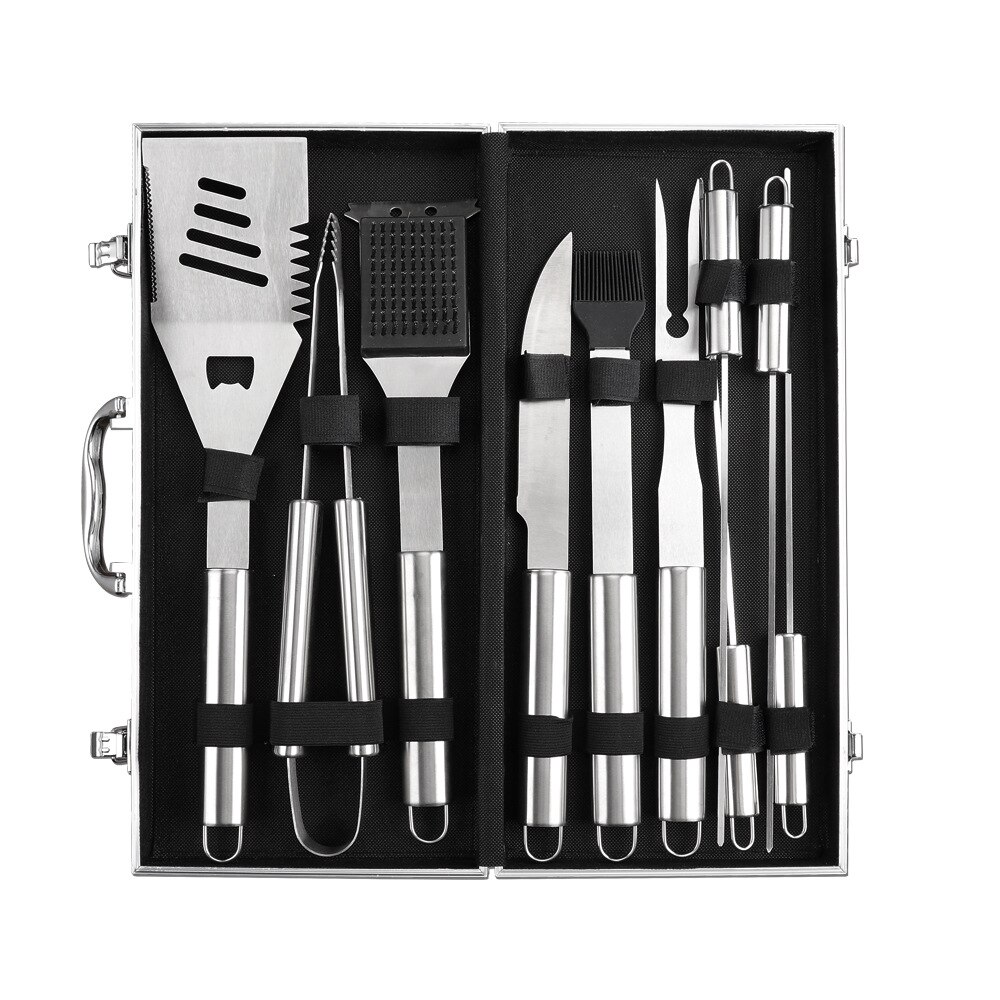 Set 10 accesorii pentru gratar, Aluminiu, 2.07, Argintiu - eMAG.ro