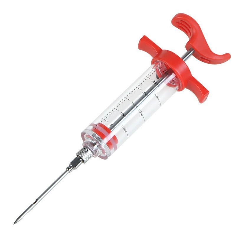 Seringi pentru conservarea carnii, Inox/Plastic, 3 ace, 14 cm, Rosu ...