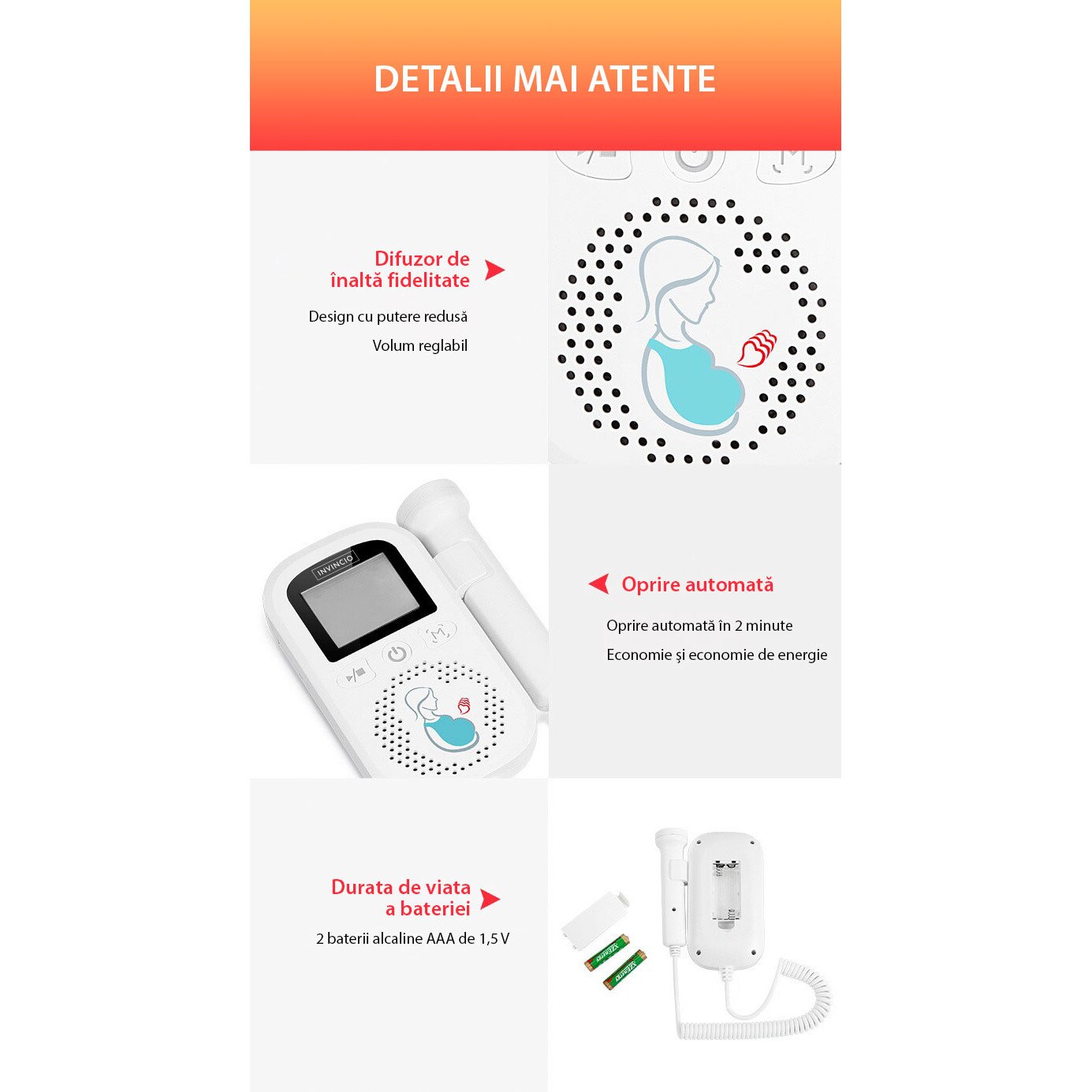 Monitor fetal Doppler, INVINCIO JZI, pentru monitorizare functii vitale ...
