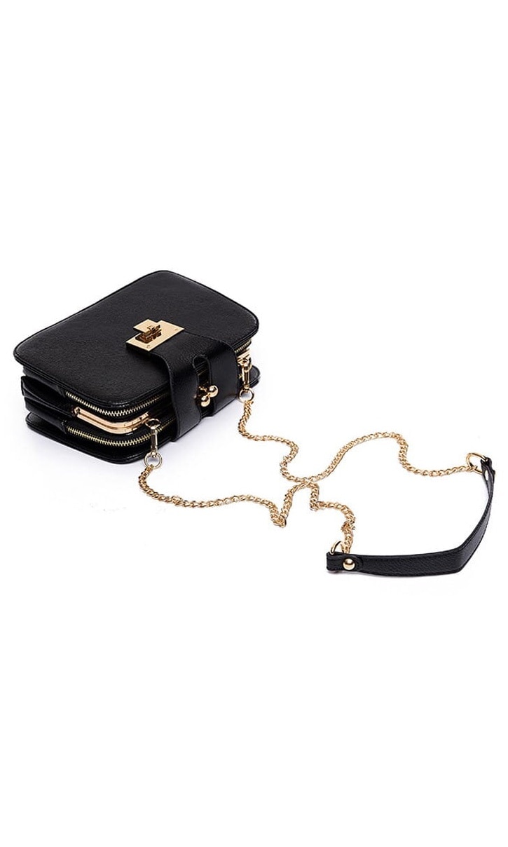 Geanta dama eleganta Edibazzar, neagra, de umar, tip poseta crossbody ...