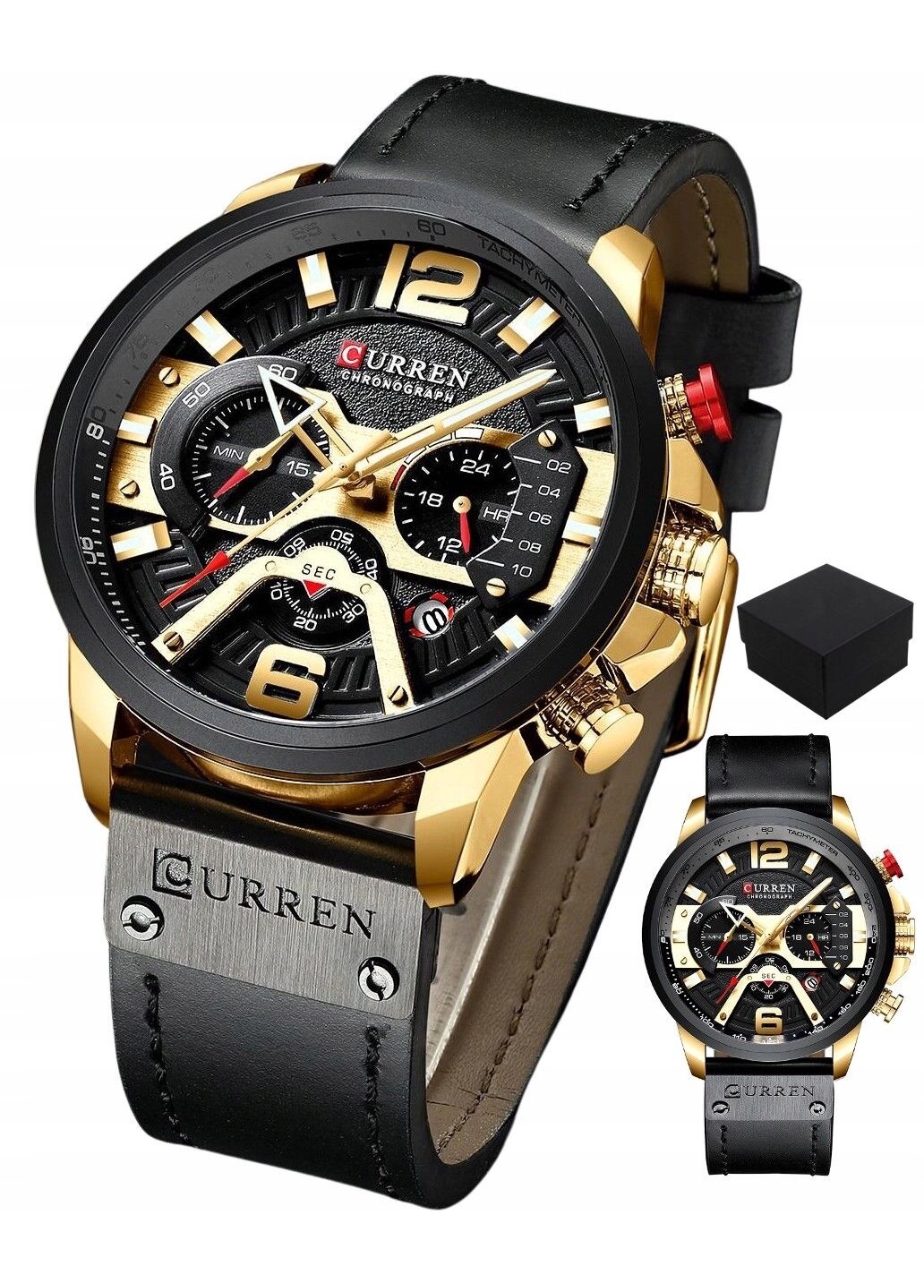 Ceas Barbati, Curren, MILITARY, Cronograf din piele, Otel inoxidabil ...