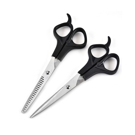 Set 2 foarfece pentru tuns, Inox, 16.5 cm, Negru - eMAG.ro