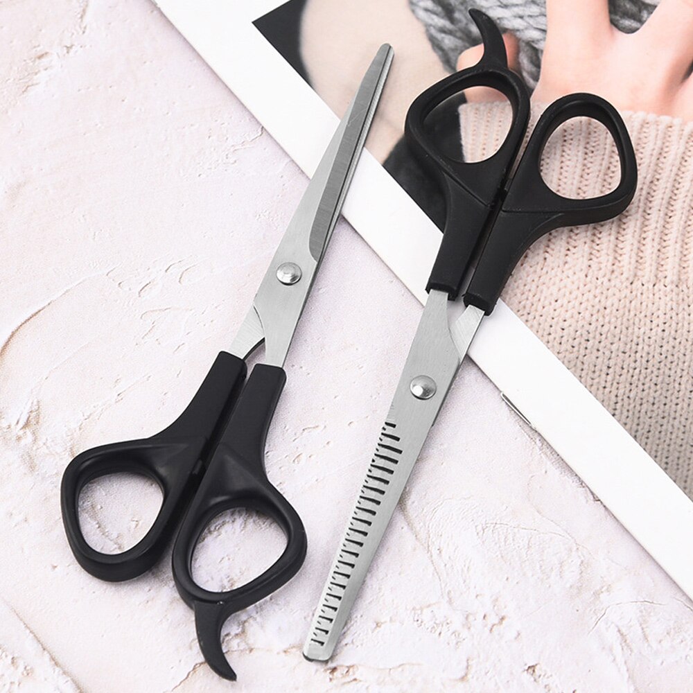 Set 2 foarfece pentru tuns, Inox, 16.5 cm, Negru - eMAG.ro