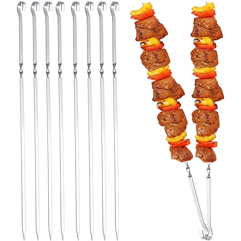 Set 10 frigarui de gratar, Inox, 37 cm, Argintiu - eMAG.ro