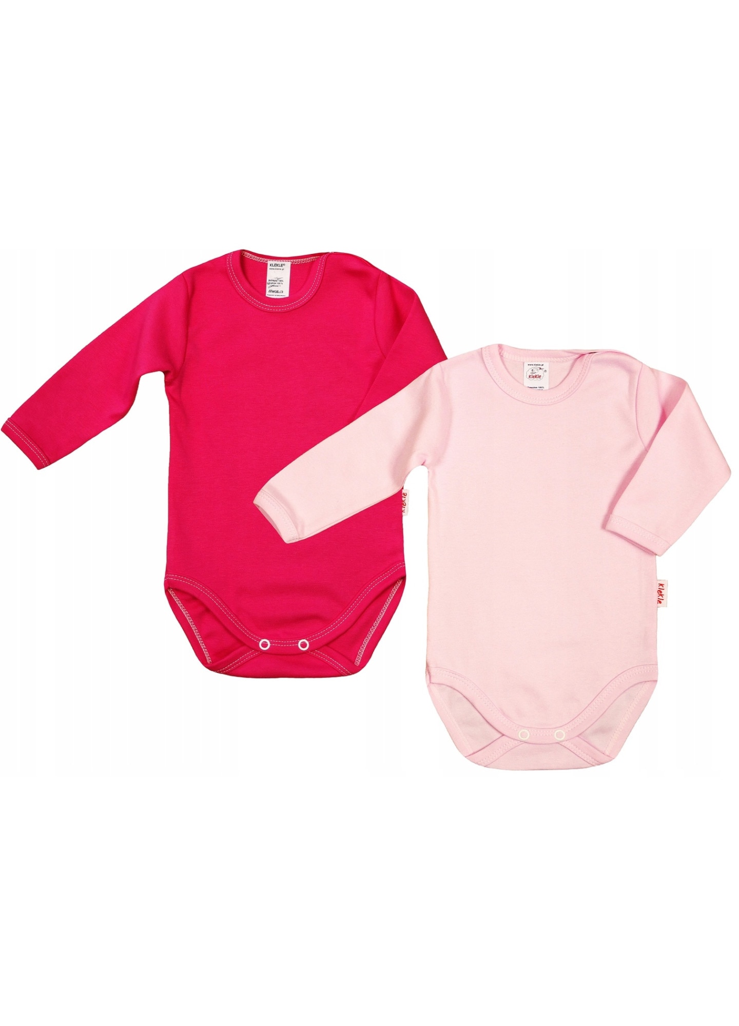 Set 2 body-uri cu maneca lunga, KLEKLE, Bumbac, Magenta/Roz deschis ...